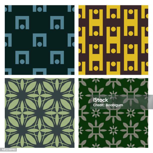 4 Retro Different Vector Seamless Patterns向量圖形及更多2015年圖片 2015年 一朵花