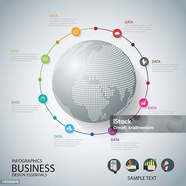World Map With Pointer Marks Communication Concept Business Vector向量圖形及