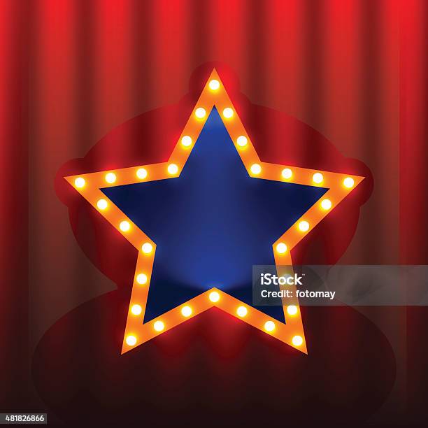Retro Star Banners On The Red Curtain Background向量圖形及更多交通標誌圖片 交通標誌
