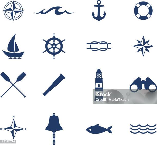 Set Of Nautical Sea Ocean Sailing Icons Stock Illustration Download