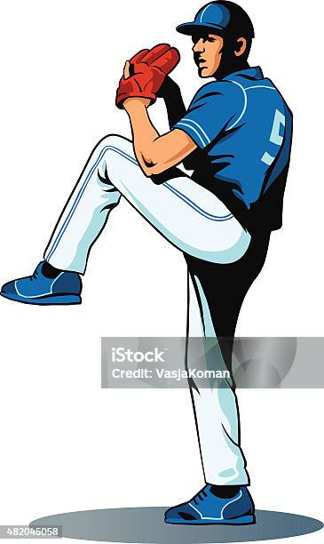 Baseball Playerpitcher In Action 2015년에 대한 스톡 벡터 아트 및 기타 이미지 2015년