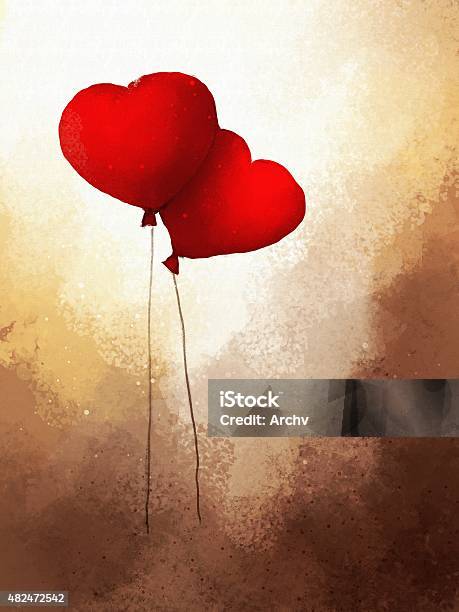 Balon Berbentuk Hati Merah Di Langit Hangat Dengan Awan Ilustrasi Stok ... Balon Berbentuk Hati Merah Di Langit Hangat Dengan Awan Ilustrasi Stok ...