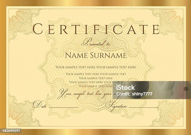 Gold Certificate Diploma Coupon向量圖形及更多有邊框的圖片 Istock