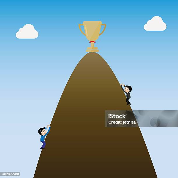 Pengusaha Mendaki Gunung Ke Piala Grt Di Atas Ilustrasi Stok Unduh