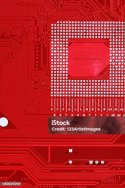 Red Circuit Board Texture Background Of Computer Motherboard 照片檔及更多