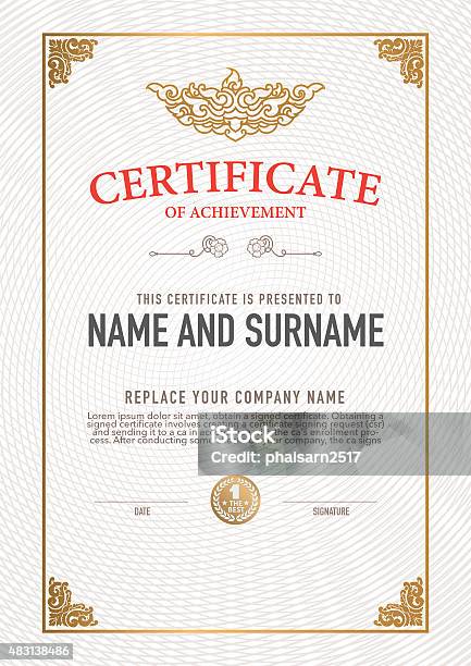 Vector Certificate Template向量圖形及更多2015年圖片 2015年 保安 保安員 Istock