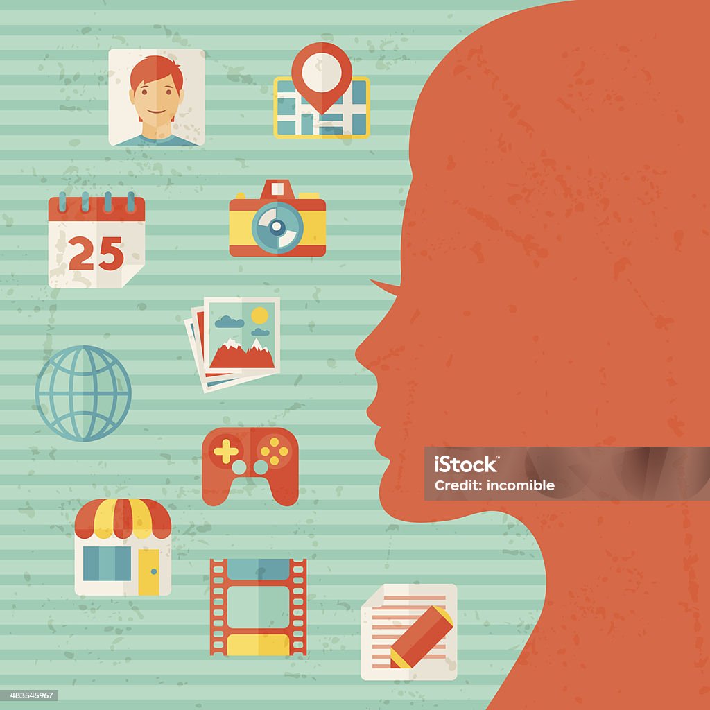 Social Media Concept Illustration In Flat Design Style Stock