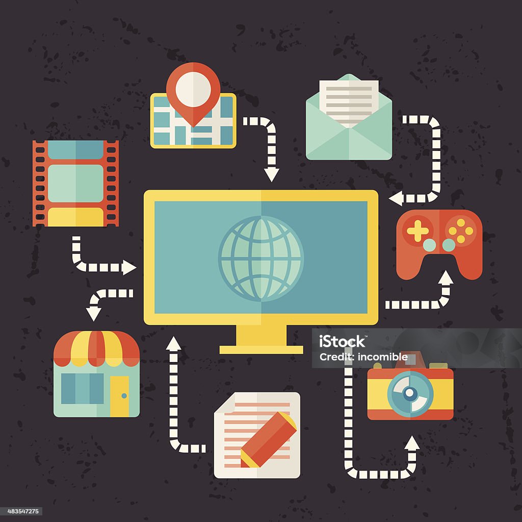 Social Media Concept Illustration In Flat Design Style Stock