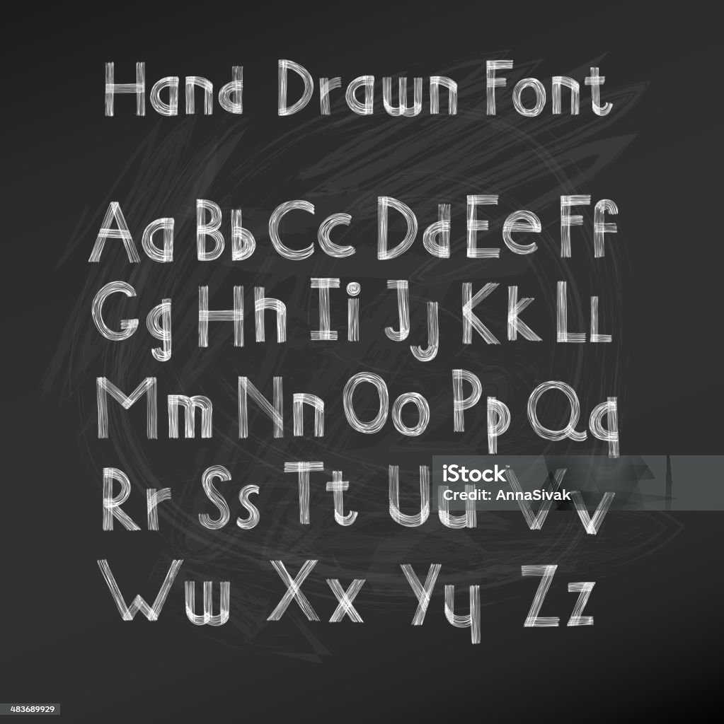 Alfabet Yang Digambar Dengan Tangan Font Tulisan Tangan Ilustrasi