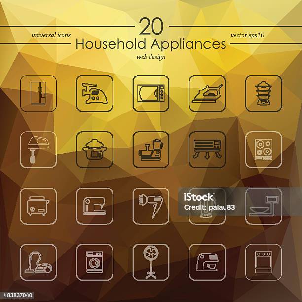 Set Of Household Appliances Icons向量圖形及更多亮粉圖片 亮粉 器材 家庭生活 Istock