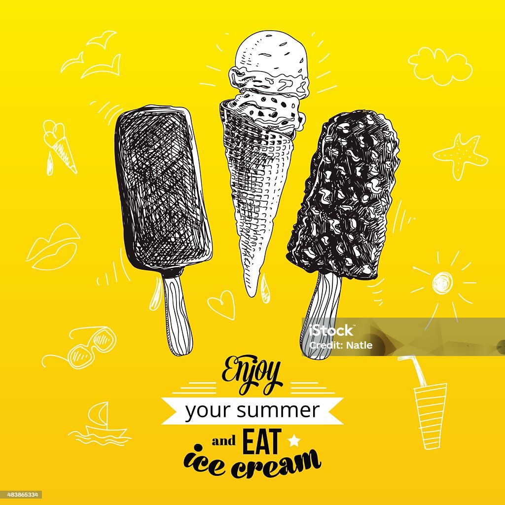 Hand Drawn Vector Illustration With Ice Cream Sketch Stock Illustration