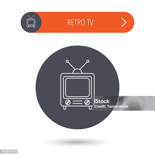 Retro Tv Icon Television With Antenna Sign向量圖形及更多2015年圖片 2015年 器材