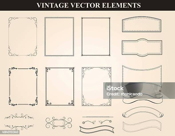 Decorative Vintage Frames And Borders Set Vector向量圖形及更多2015年圖片 2015年