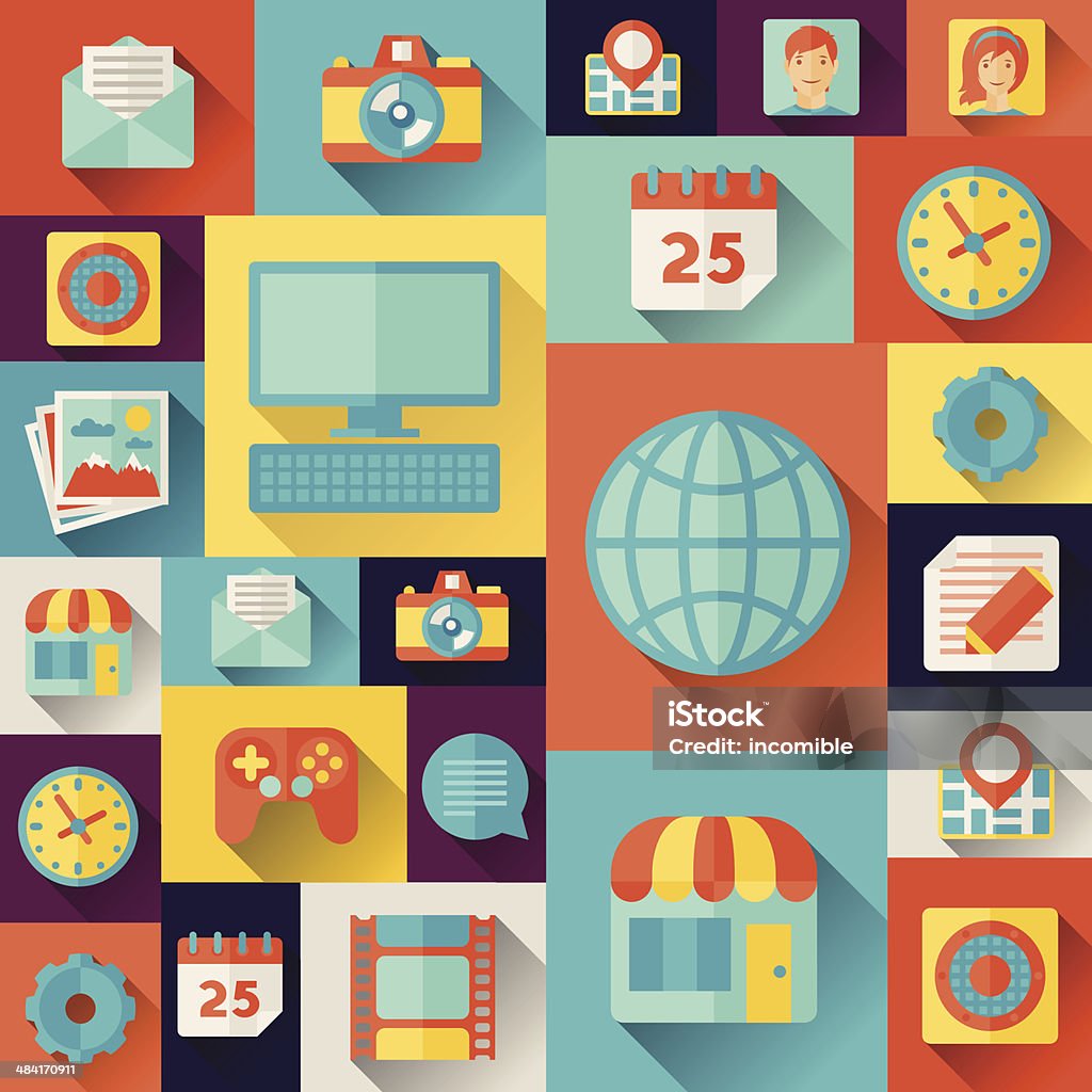 Social Media Concept Illustration In Flat Design Style Stock