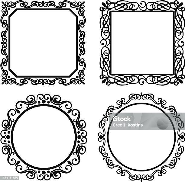 Set Of Vintage Vector Frames Borders向量圖形及更多古董圖片 古董 奢侈 室內裝潢 Istock