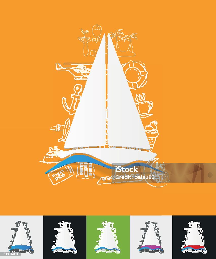 Stiker Kertas Perahu Layar Dengan Elemen Yang Digambar Tangan Ilustrasi ... Stiker Kertas Perahu Layar Dengan Elemen Yang Digambar Tangan Ilustrasi ...