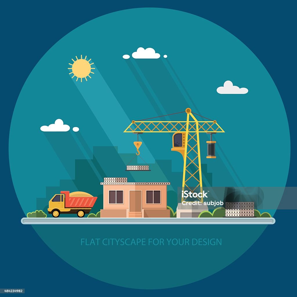 Lokasi Konstruksi Membangun Rumah Toko Konstruksi Ilustrasi Vektor Gaya
