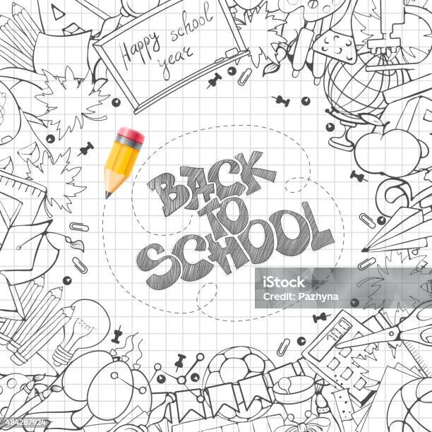 Back To School 배경 낙서 드로잉에 대한 스톡 벡터 아트 및 기타 이미지 낙서 드로잉 메모장 신학기 Istock