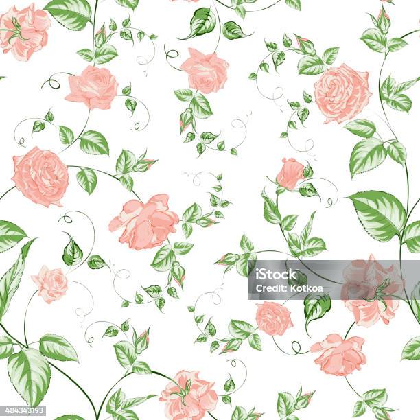 Seamless Texture Of Beautiful Roses For Textiles向量圖形及更多夏天圖片 夏天 大自然
