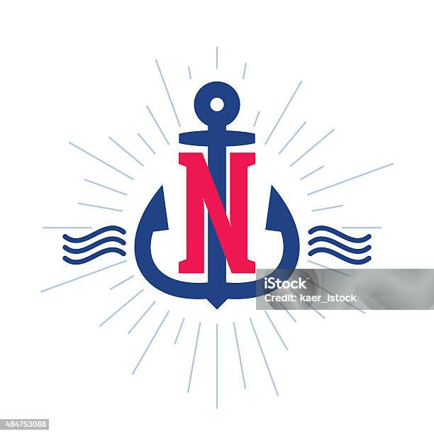 N 알파벳 아이콘크기 곤색에 대한 스톡 벡터 아트 및 기타 이미지 곤색 나침반 닻 Istock