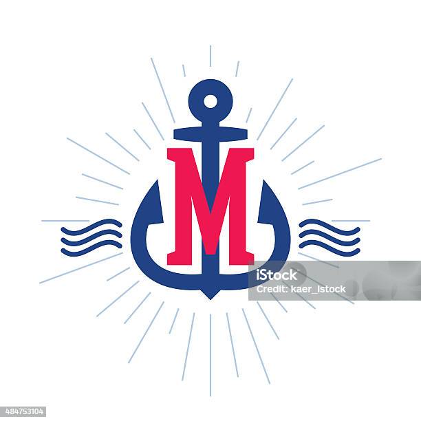 M 알파벳 아이콘크기 곤색에 대한 스톡 벡터 아트 및 기타 이미지 곤색 나침반 닻 Istock