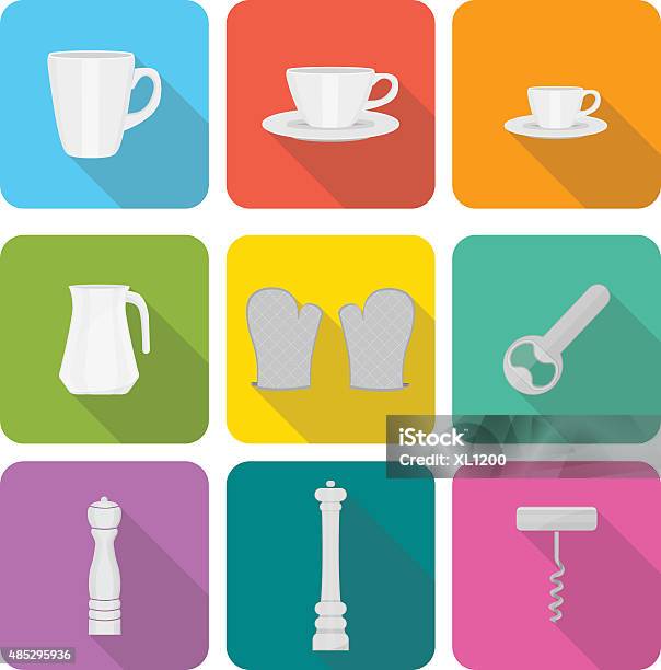 Home Appliances Icons In Flat Design Set 1向量圖形及更多2015年圖片 2015年 一個物體