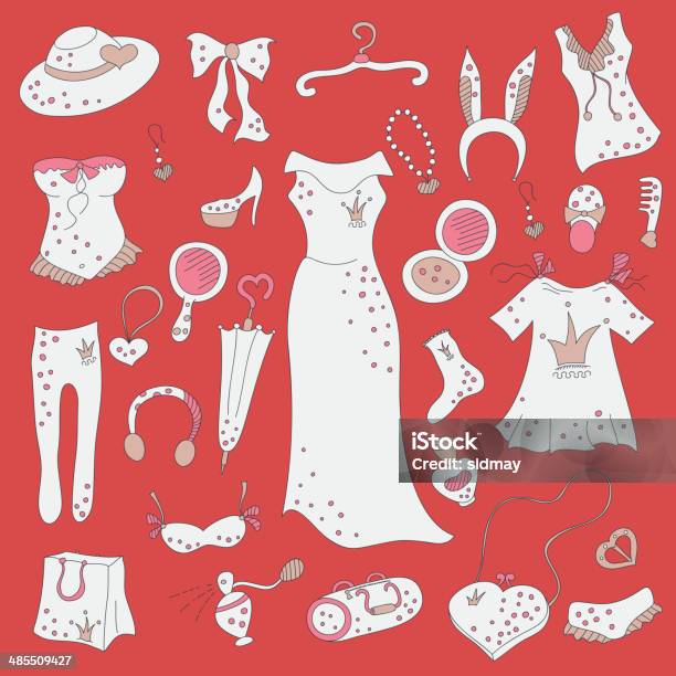 Fashion Hand Drawn Doodle Set向量圖形及更多一朵花圖片 一朵花 一組物體 個人飾物 Istock