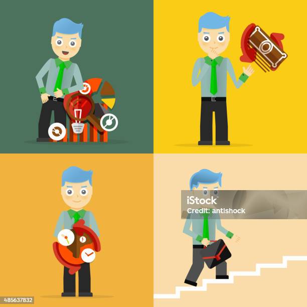 Set Of Businessman Pose Character Concepts向量圖形及更多2015年圖片 2015年 人 信息