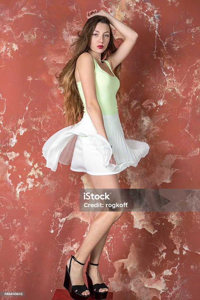 Beautiful Girl In Summer Clothes Posing Playfully Stock Photo ... Beautiful Girl In Summer Clothes Posing Playfully Stock Photo ...