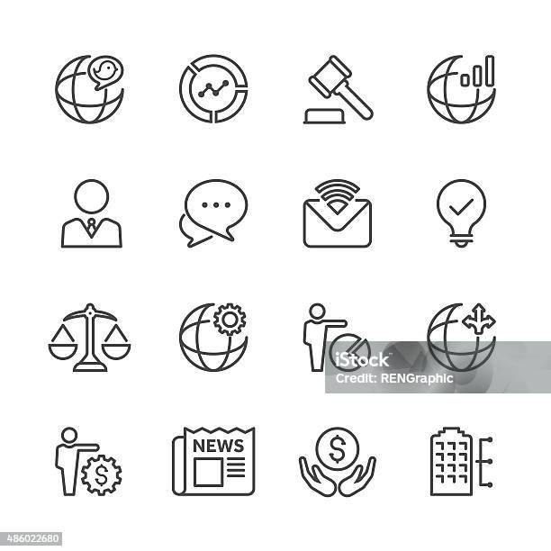 Line Globe Business Icon Set Line Icon Series向量圖形及更多2015年圖片 2015年 信