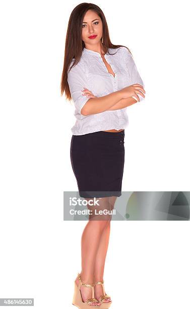 Office 여자 인명별 셔츠에 흰색 배경의 격리 2015년에 대한 스톡 사진 및 기타 이미지 2015년 가리키기 고객