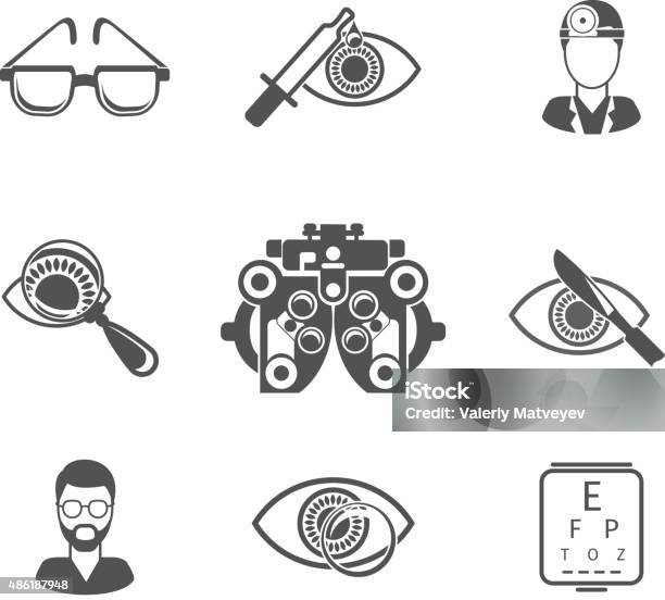 Oculist 및 안경광학 검정색 아이콘 세트 2015년에 대한 스톡 벡터 아트 및 기타 이미지 2015년 개념 개념과
