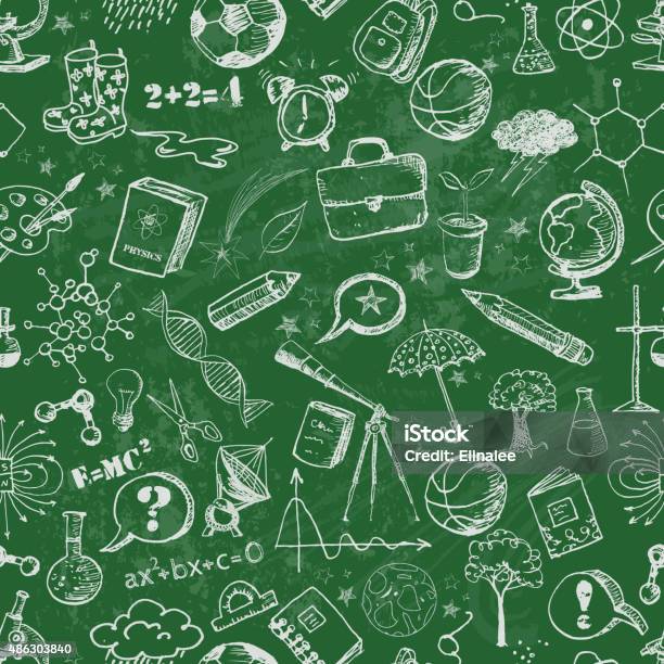Back To School Seamless Background On Blackboard向量圖形及更多2015年圖片 2015年