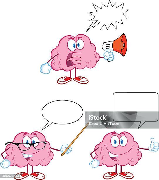 Collection Of Brain Mascots 11向量圖形及更多不高興的圖片 不高興的 人腦 人類內臟 Istock