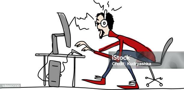 Programmer Di Tempat Kerja Sketsa Untuk Desain Anda Ilustrasi Stok