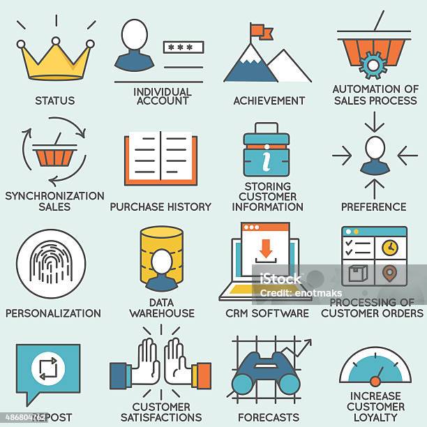Customer Relationship Management Icons Part 1向量圖形及更多客戶關係管理圖片 客戶關係管理
