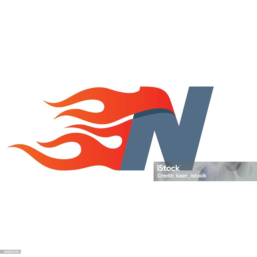 N 알파벳 아이콘크기 디자인 템플릿 불에 대한 스톡 벡터 아트 및 기타 이미지 불 태우기 차 Istock