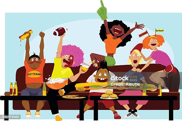 Tv로 경기 미식 축구에 대한 스톡 벡터 아트 및 기타 이미지 미식 축구 텔레비전 텔레비전 산업 Istock