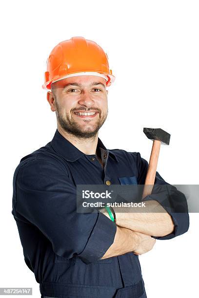Builder 해머 흰색 바탕에 흰색 배경 건설 산업에 대한 스톡 사진 및 기타 이미지 건설 산업 공사장 인부 기계공