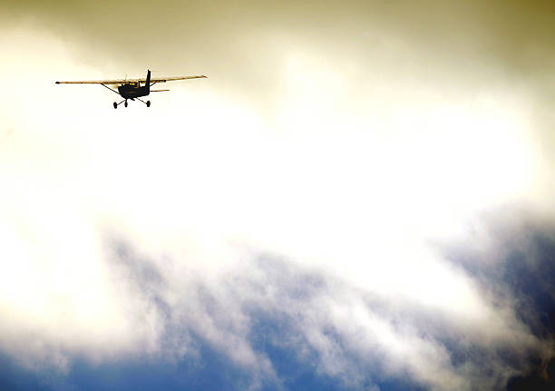 Free picture: Biplane aircraft in distance on fair weather