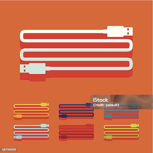 평편 디자인식 Usb Usb 케이블에 대한 스톡 벡터 아트 및 기타 이미지 Usb 케이블 그림자 데이터 Istock