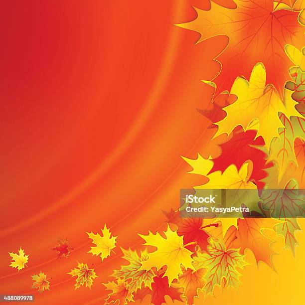 Autumn Background With Leaves Vector Nature Background向量圖形及更多2015年圖片