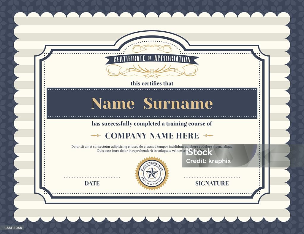 Vintage Retro Frame Certificate Background Template Stock Illustration
