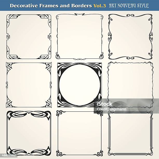 Decorative Borders And Frames Art Nouveau Style Vector向量圖形及更多新藝術主義圖片