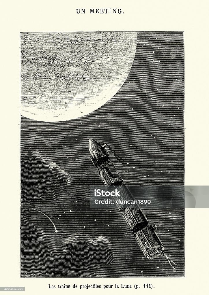 Jules Verneprojectile 교육 For The Moon 쥘 베른 작가에 대한 스톡 벡터 아트 및 기타 이미지