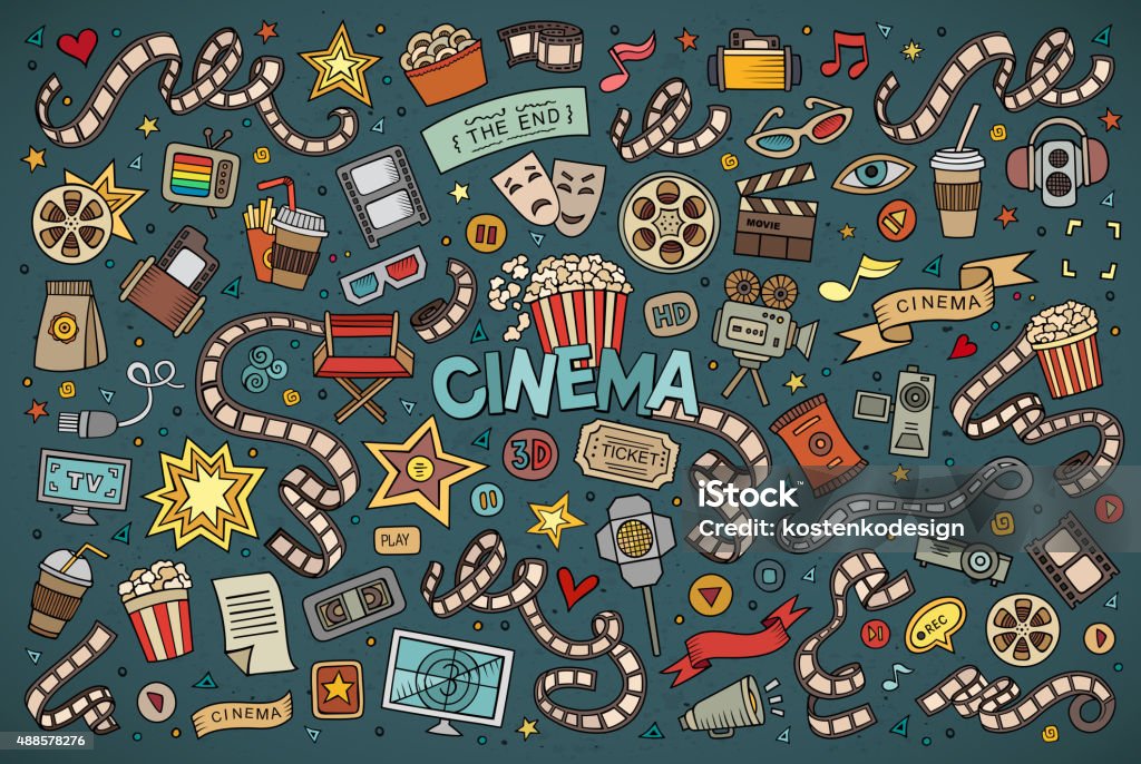 Vecteur Coloré Dessinés À La Main Doodle Dessin Animé Ensemble Dobjets