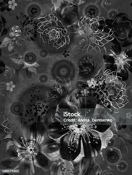 Seamless Texture With Flowers On A Black Background向量圖形及更多一朵花圖片 Istock