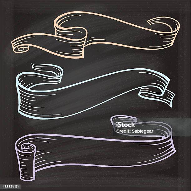 Vector Scrolls Set On The Chalkboard向量圖形及更多2015年圖片 2015年 具有特定質地 問候