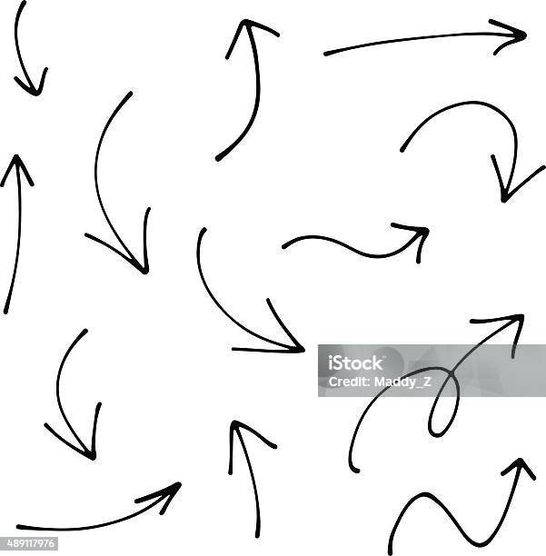 Set Of Doodle Sketch Arrows Pointers向量圖形及更多箭頭符號圖片 箭頭符號 畫畫 動態活動 圖畫
