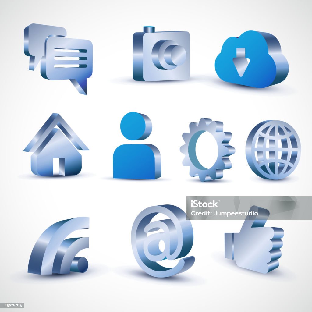 Social Media 3d Icon Set Vector Illustration Stock Illustration